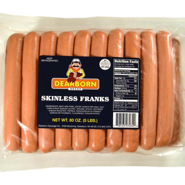 Skinless Franks 8 to 1 (1 lb) - Dearborn Brand